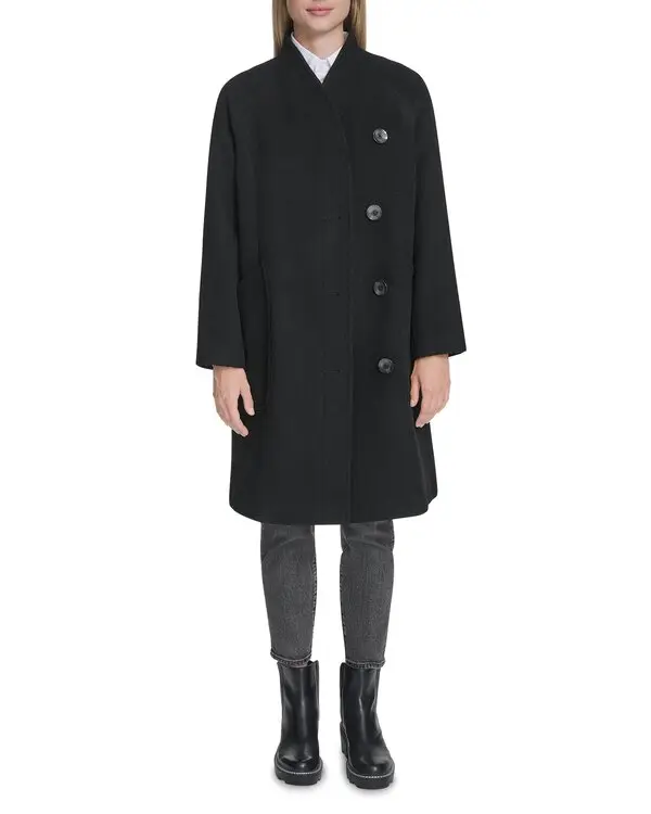 Cole Haan Asymmetric Chevron Wool Blend Coat