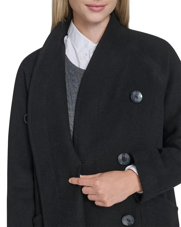 Cole Haan Asymmetric Chevron Wool Blend Coat