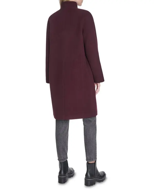 Cole Haan Asymmetric Chevron Wool Blend Coat - Burgundy