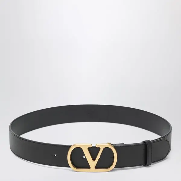 Valentino Garavani Vlogo Leather Belt - Black