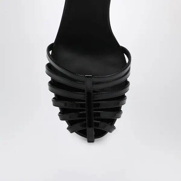 Givenchy Patent Leather Cage Heeled Sandals - Black