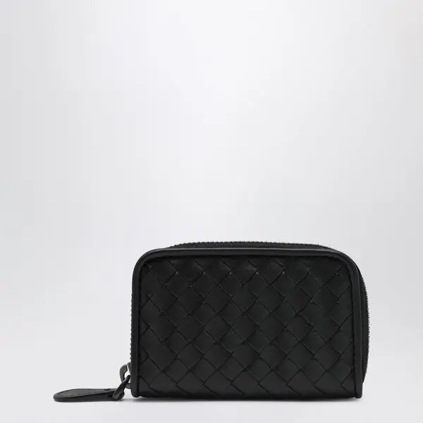 Bottega Veneta Small Intrecciato Zip-around Wallet - Black