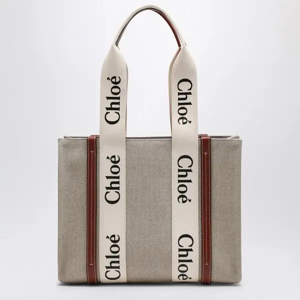 Chloé Woody Medium Tote Bag - Beige