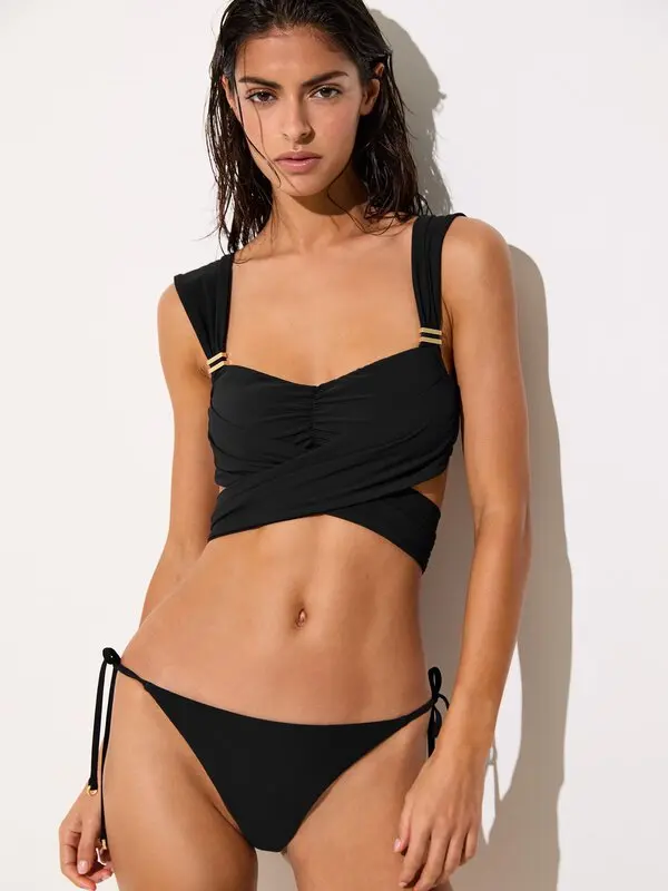 REISS Riah Side-tie Bikini Bottom - Black