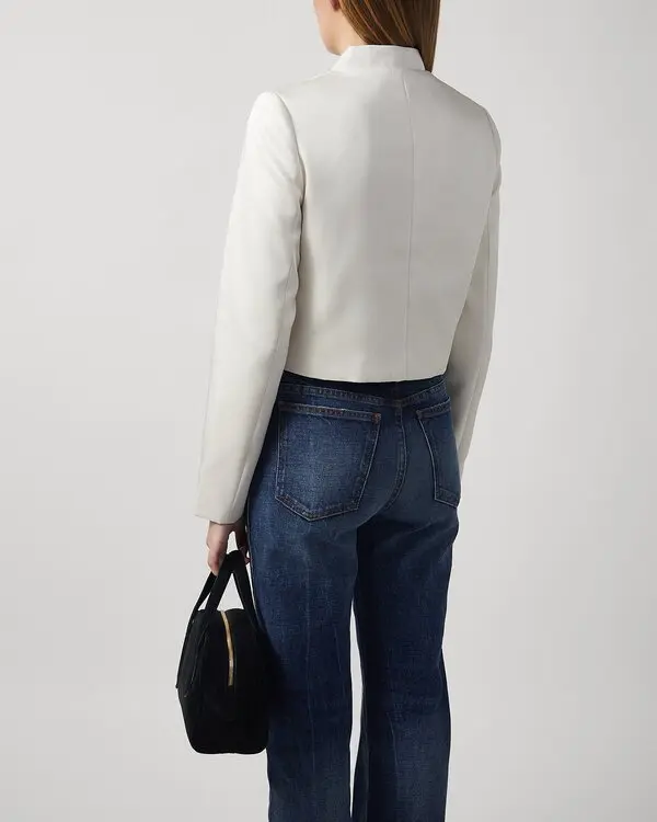 WAKAKUU Joliet Jacket Tailored Cropped Blazer With Stand Collar - Cream