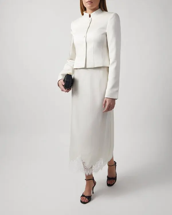WAKAKUU Joliet Jacket Tailored Cropped Blazer With Stand Collar - Cream