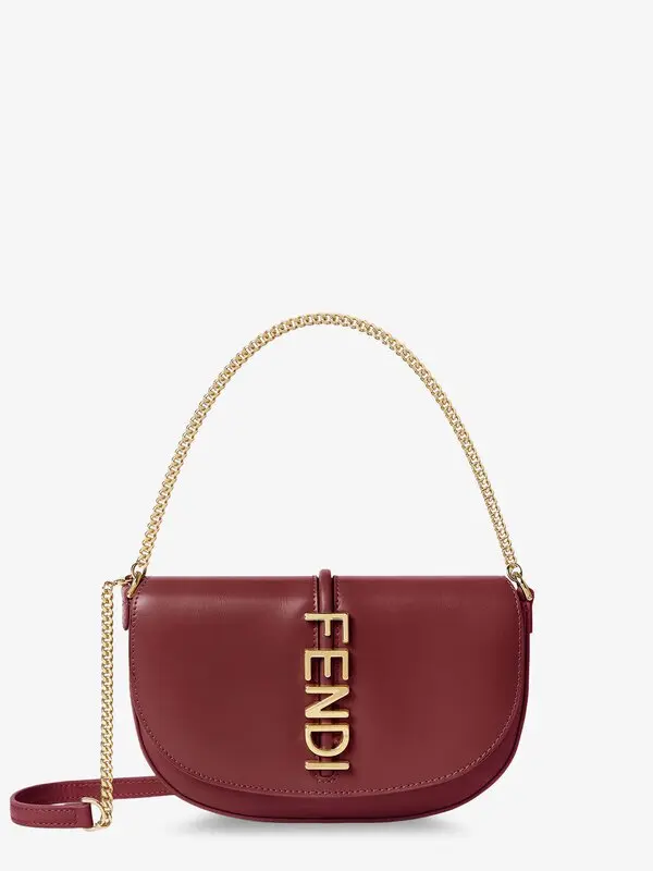 Fendi Wallet On Chain Graphy Leather - Red