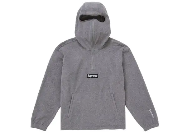 Supreme Polartec Half Zip Hooded Sweatshirt With Face Mask - Grey