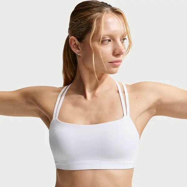 Nike Zenvy Strappy Light-support Padded Sports Bra - White
