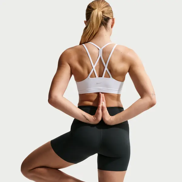 Nike Zenvy Strappy Light-support Padded Sports Bra - White