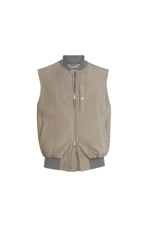 Brunello Cucinelli Suede Vest With Thermore® Padding - Khaki