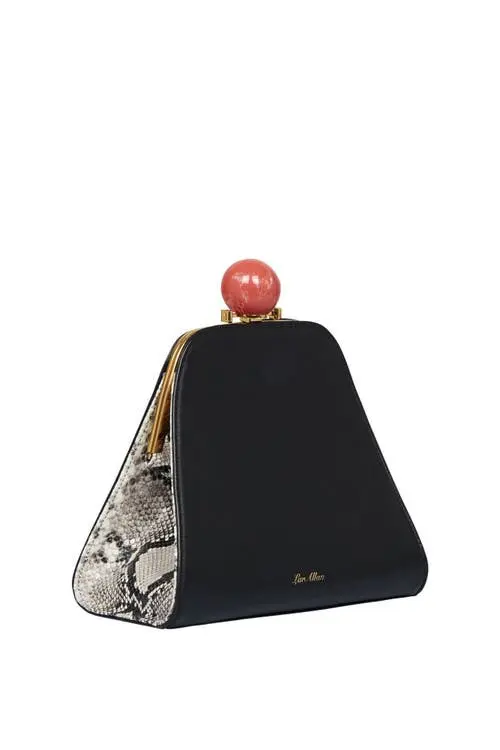 LARALLAN Josephine Ball Frame Calfskin Leather Bag - Black