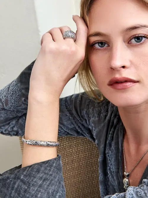 DEVATA Bali Filigree Bracelet In Sterling Silver And 18k Gold