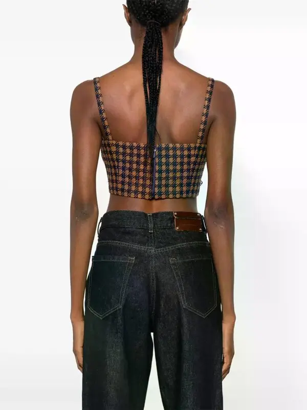 Oscar De La Renta Orchid-embroidered Tweed Top