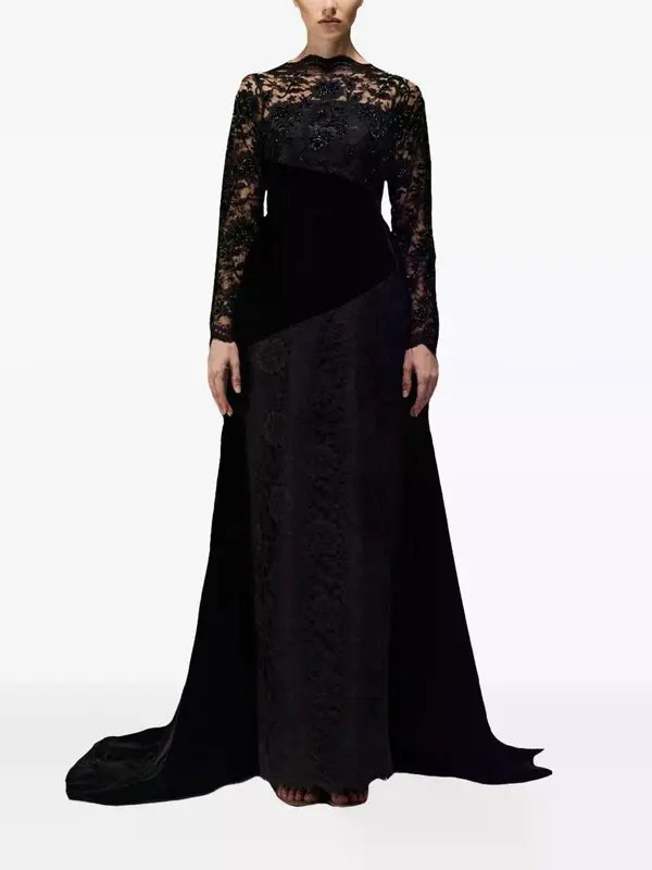 THA SEEN Lace-panel Maxi Dress