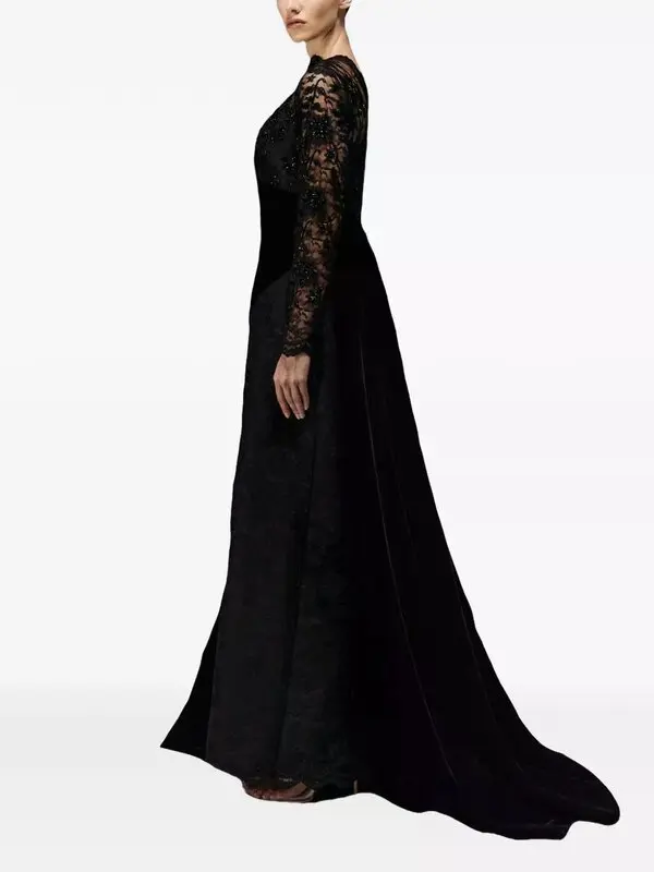 THA SEEN Lace-panel Maxi Dress
