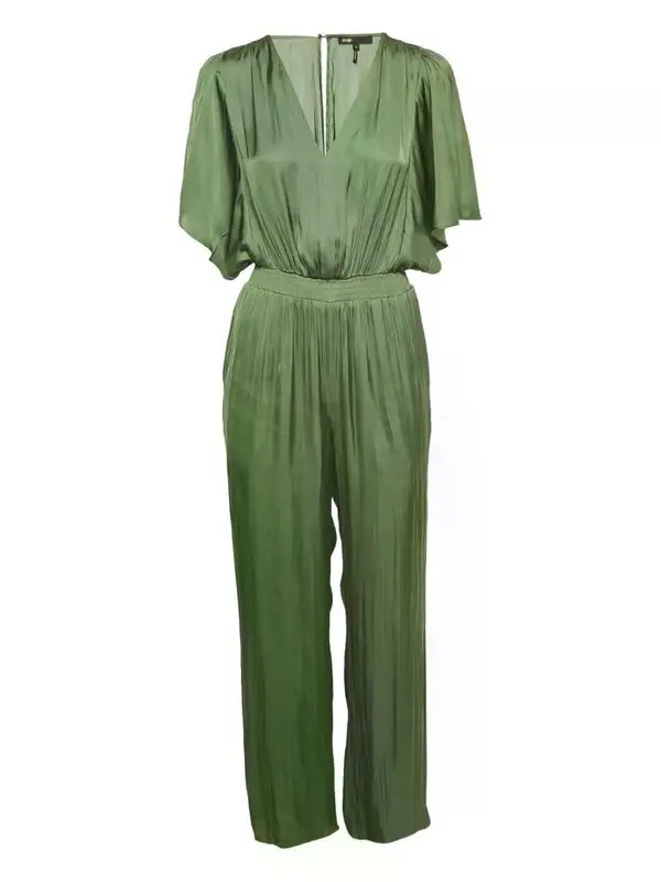 Maje Satin-effect Elastic-waist Jumpsuit - Green