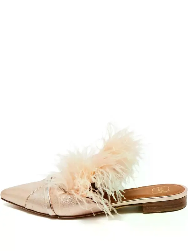 MALONE SOULIERS Feather-detail Mules - Pink