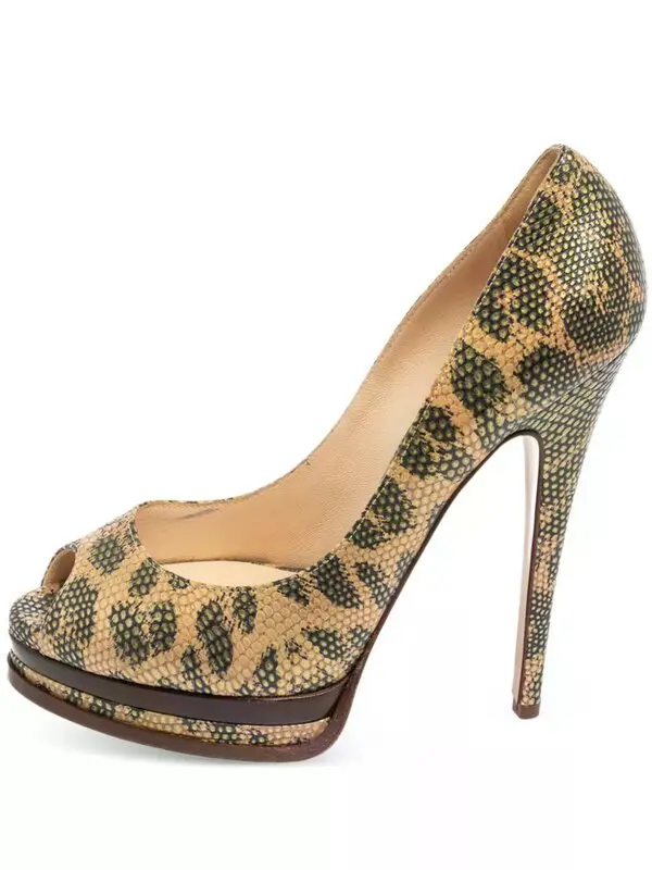 Casadei 150mm Lizard-embossed Leather Platform Peep-toe Pumps