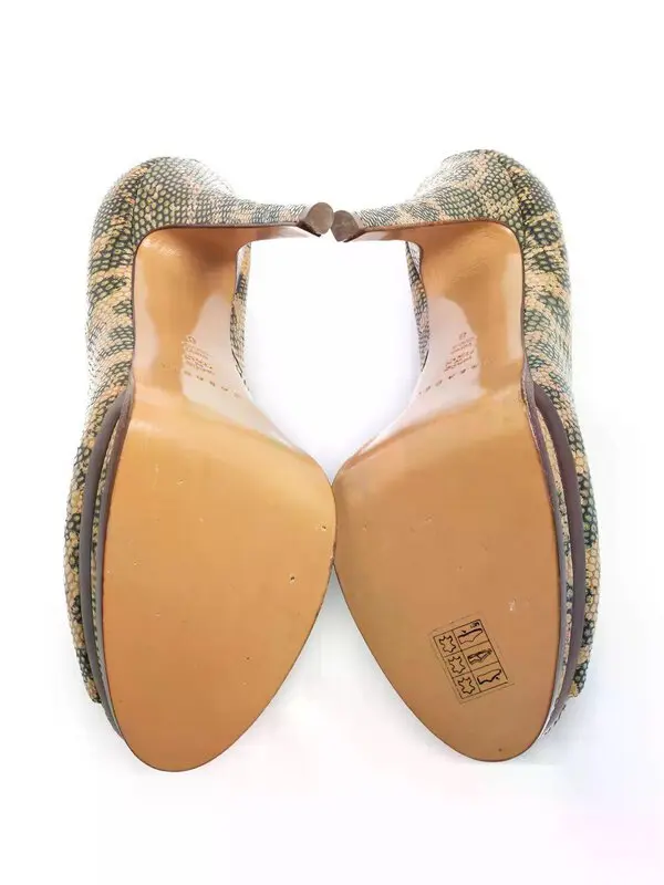Casadei 150mm Lizard-embossed Leather Platform Peep-toe Pumps