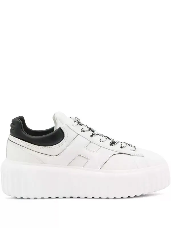 Hogan Platform Houndstooth Lace Sneakers - White