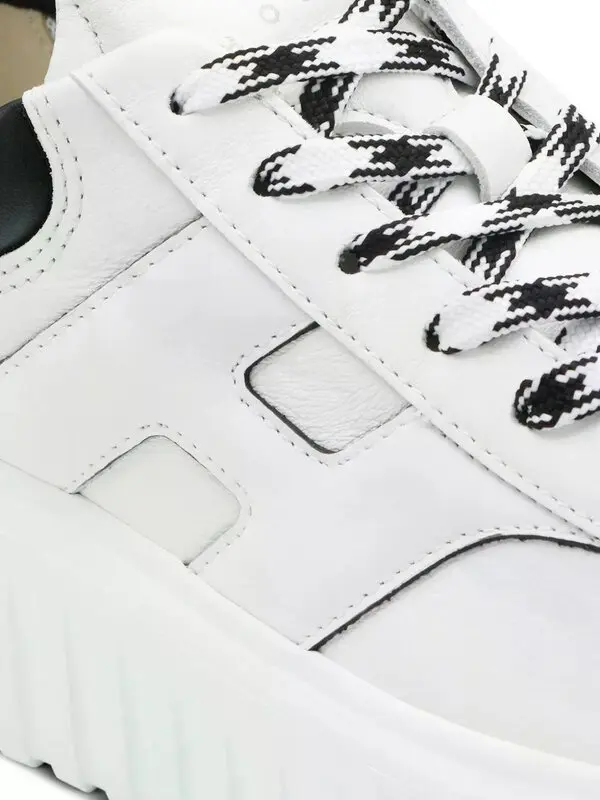 Hogan Platform Houndstooth Lace Sneakers - White