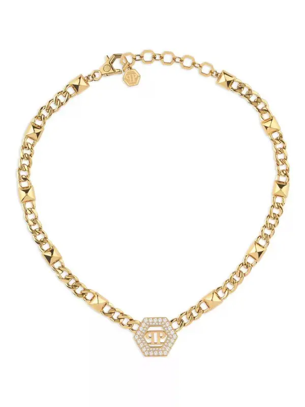 Philipp Plein Hexagon Studs Necklace - Gold