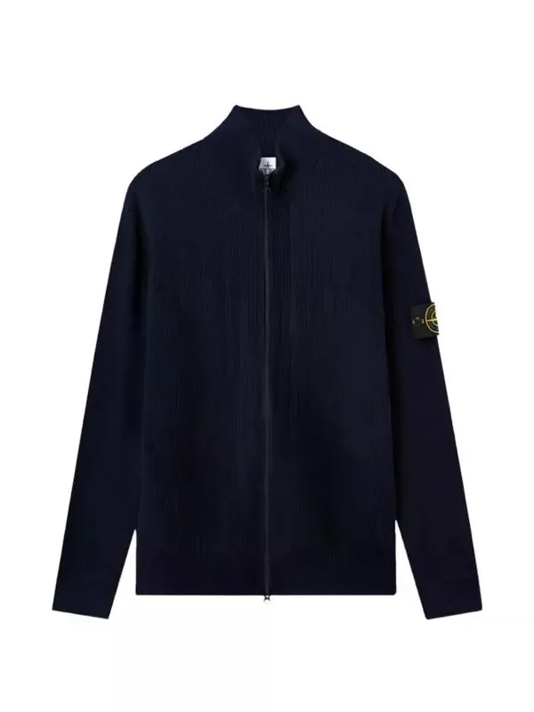 Stone Island Ribbed Soft Organic Cotton Cardigan - Blue