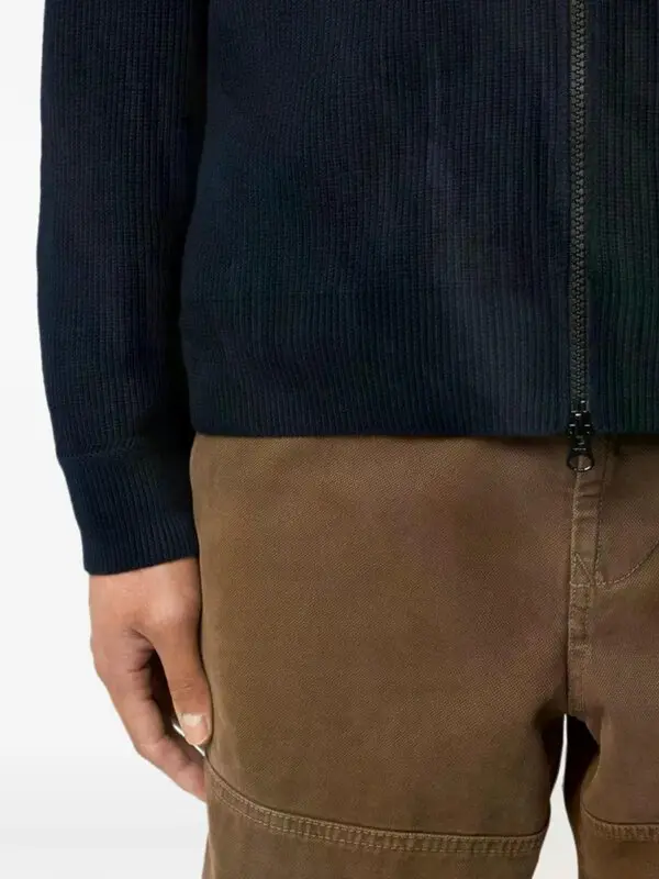 Stone Island Ribbed Soft Organic Cotton Cardigan - Blue