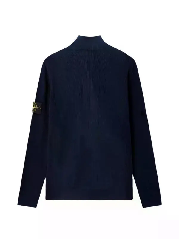 Stone Island Ribbed Soft Organic Cotton Cardigan - Blue
