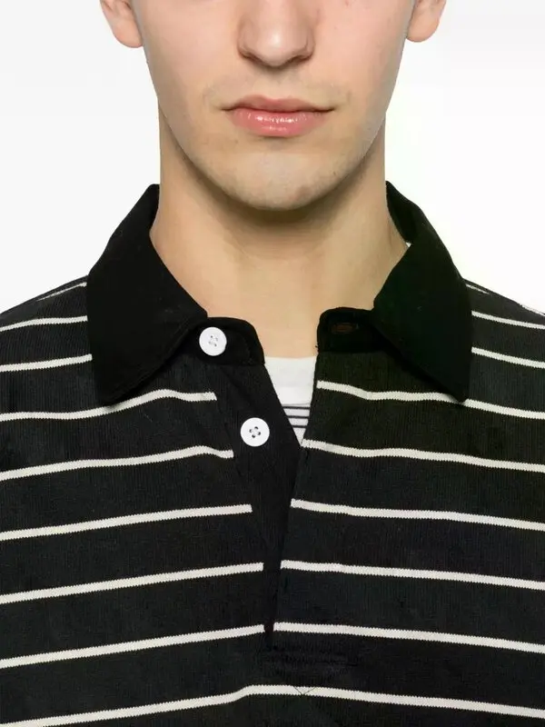 StÜssy Striped Long-sleeve Polo Shirt - Black