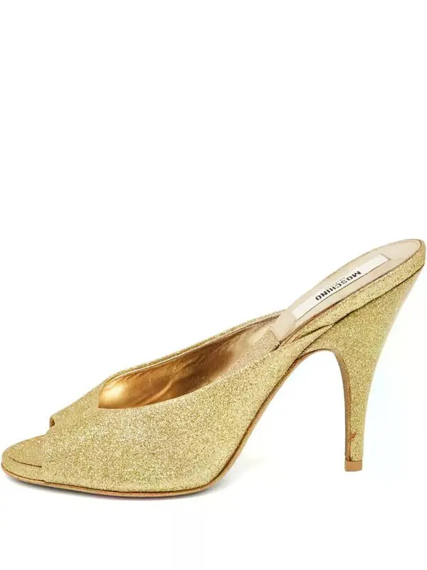 Moschino Glitter Peep-toe Mules