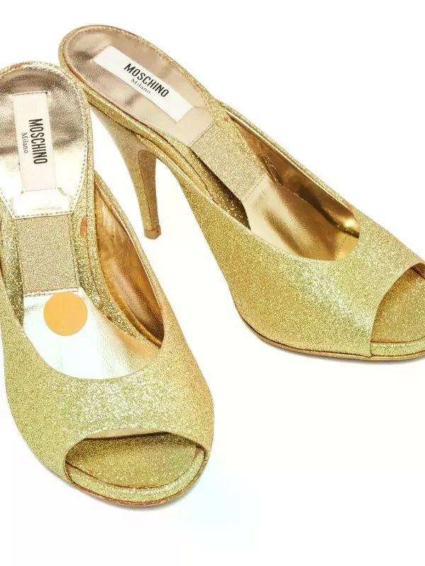 Moschino Glitter Peep-toe Mules