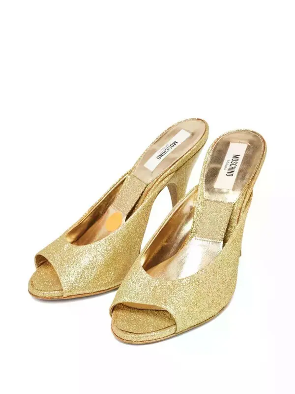 Moschino Glitter Peep-toe Mules