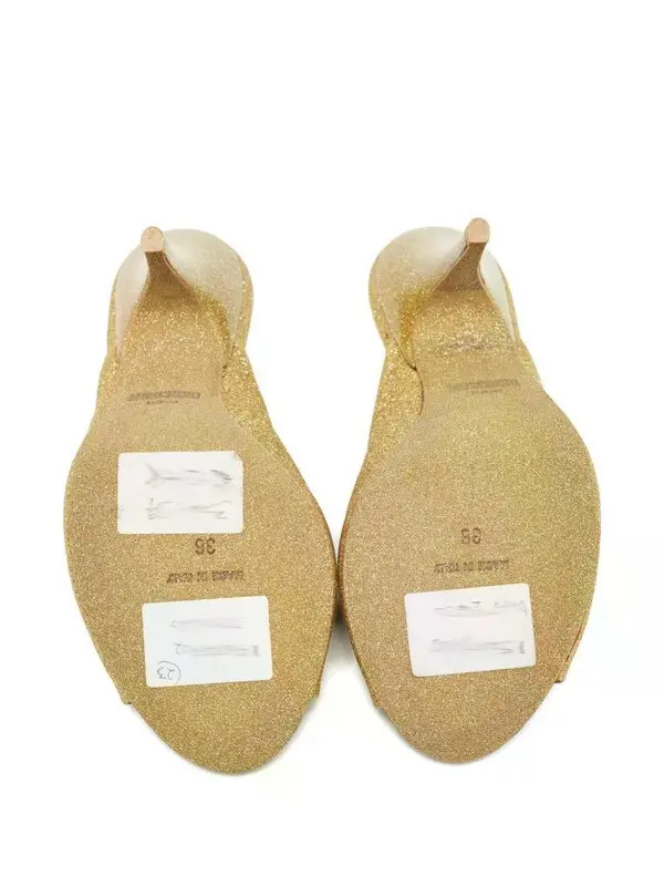 Moschino Glitter Peep-toe Mules