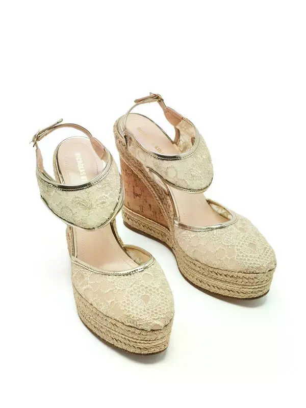 NICHOLAS KIRKWOOD Lace Wedge Espadrilles - Neutrals