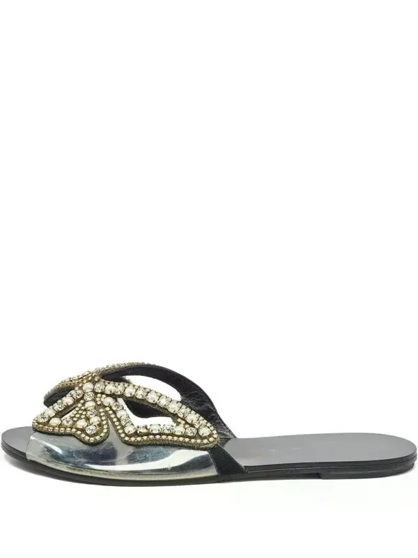 SOPHIA WEBSTER Madame Butterfly Beaded Flat Sandals - Black
