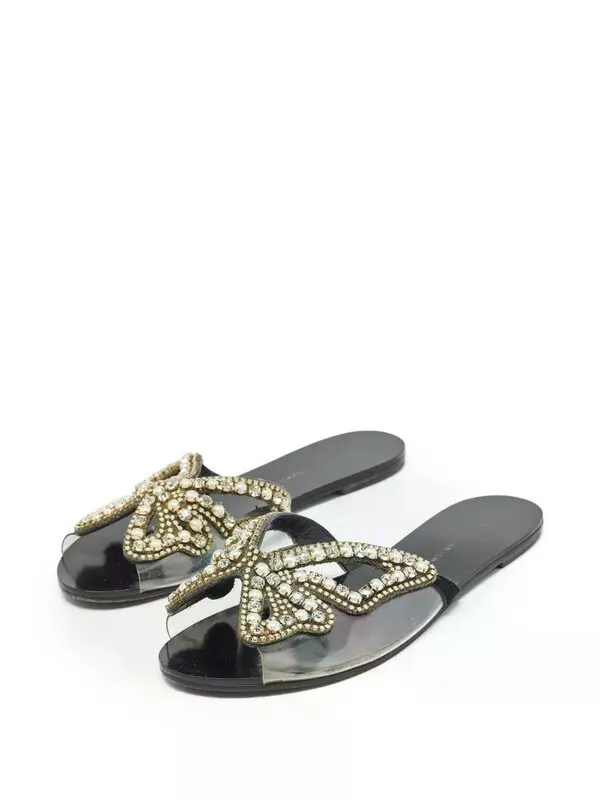 SOPHIA WEBSTER Madame Butterfly Beaded Flat Sandals - Black