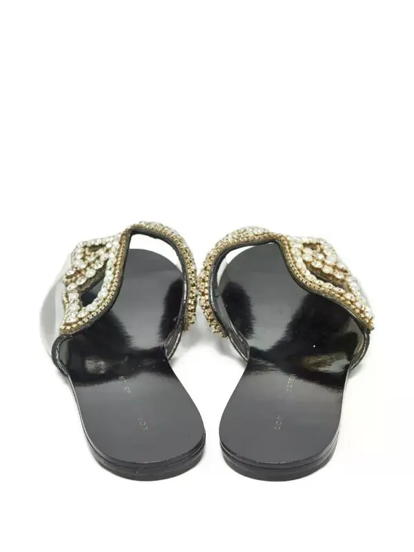 SOPHIA WEBSTER Madame Butterfly Beaded Flat Sandals - Black