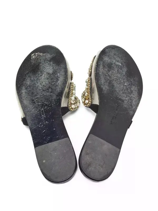 SOPHIA WEBSTER Madame Butterfly Beaded Flat Sandals - Black