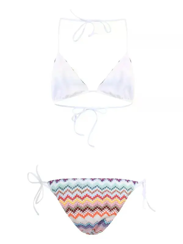 Missoni Chevron-pattern Triangle Bikini - White