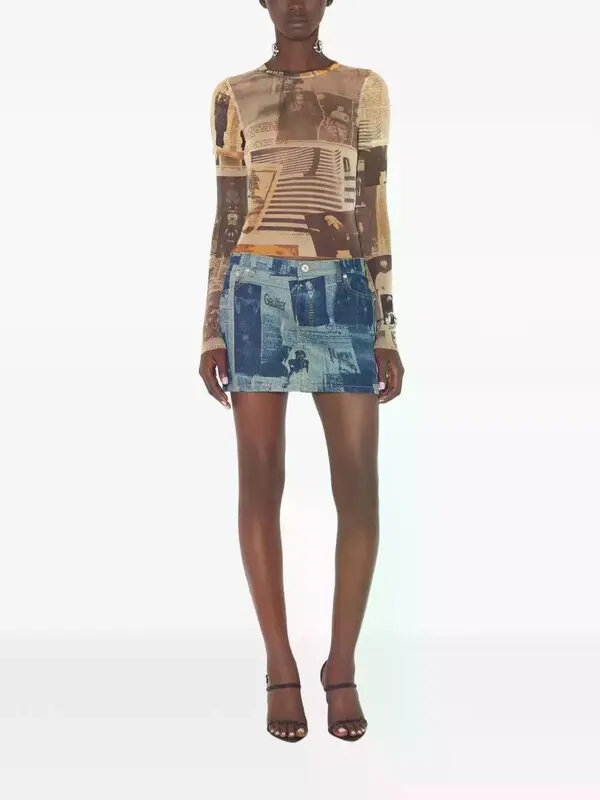 JEAN PAUL GAULTIER Double-sleeves Journal-print Top