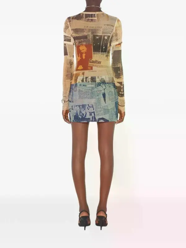 JEAN PAUL GAULTIER Double-sleeves Journal-print Top