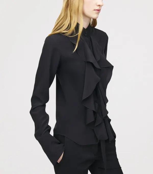 Alexander McQueen Cotton Ruffled Shirt - Black