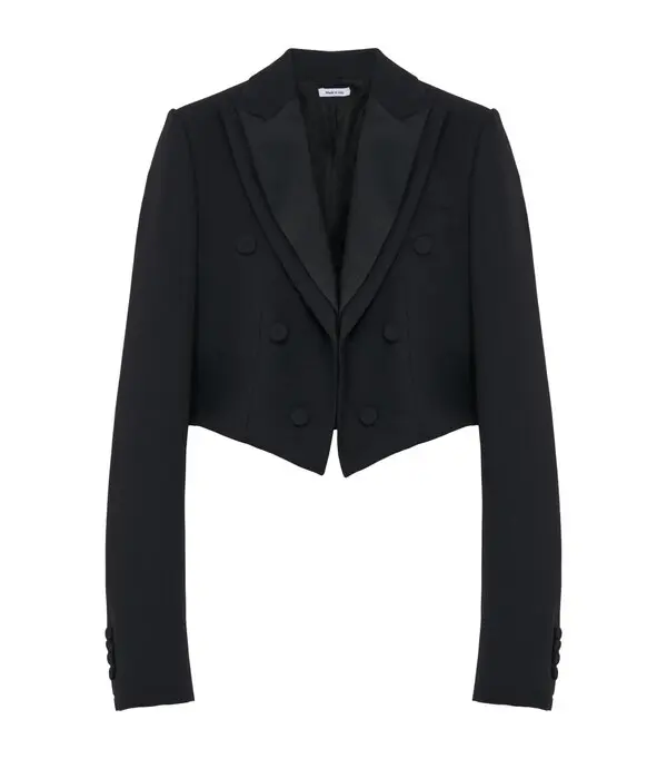 Alexander McQueen Wool Cropped Double Lapel Blazer
