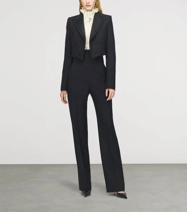 Alexander McQueen Wool Cropped Double Lapel Blazer