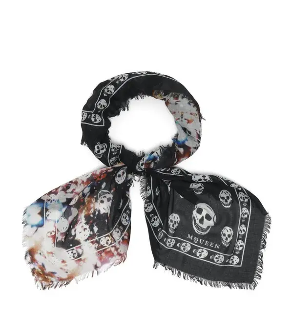 Alexander McQueen Modal-silk Confetti Skull Scarf - Black