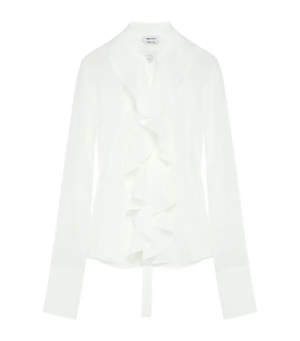 Alexander McQueen Silk Ruffle Blouse - Nude