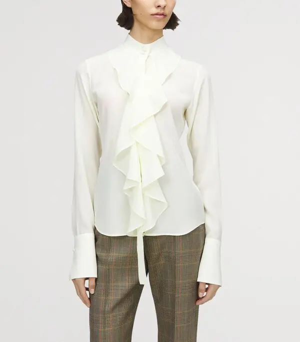Alexander McQueen Silk Ruffle Blouse - Nude
