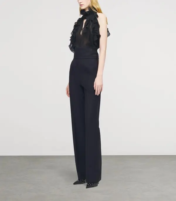 Alexander McQueen Silk Ruffled Top - Black